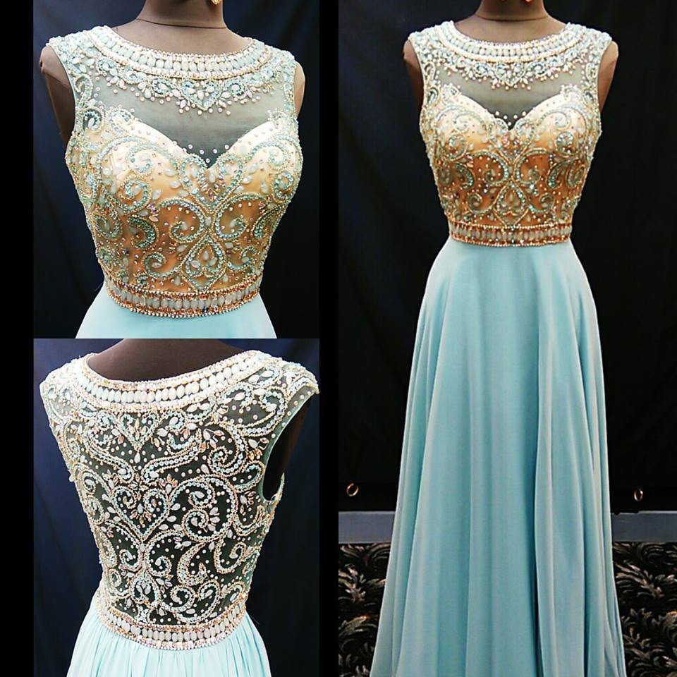 Beaded Turquoise Long Prom Dress 2017 on Luulla